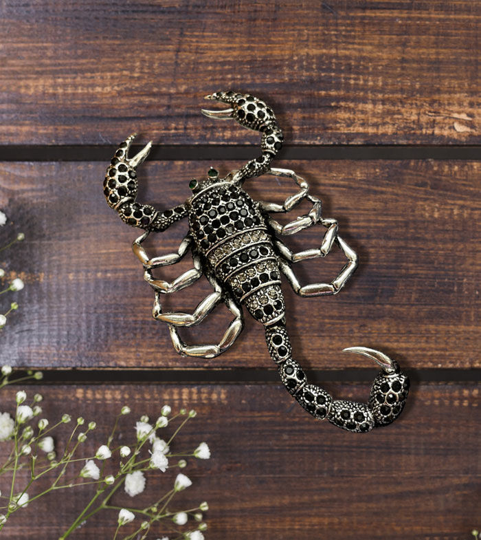 Not Necessity. Scorpio Brooch with Black Rhinestones | Movable Tail ...