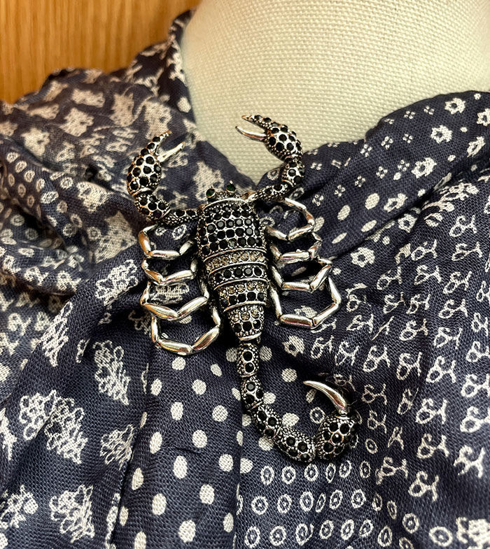 Not Necessity. Scorpio Brooch with Black Rhinestones | Movable Tail ...